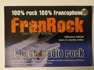 FRANROCK WEB RADIO ROCK FRANCAIS PUBLICITE carte postale | eBay