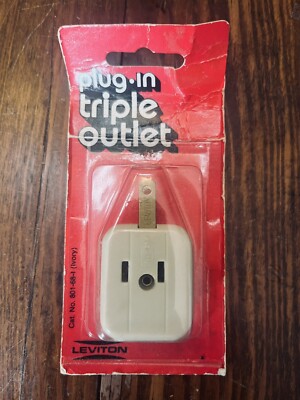 Leviton Triple Outlet 800-697 Ivory USA VTG For Extension Cords Lamp ...