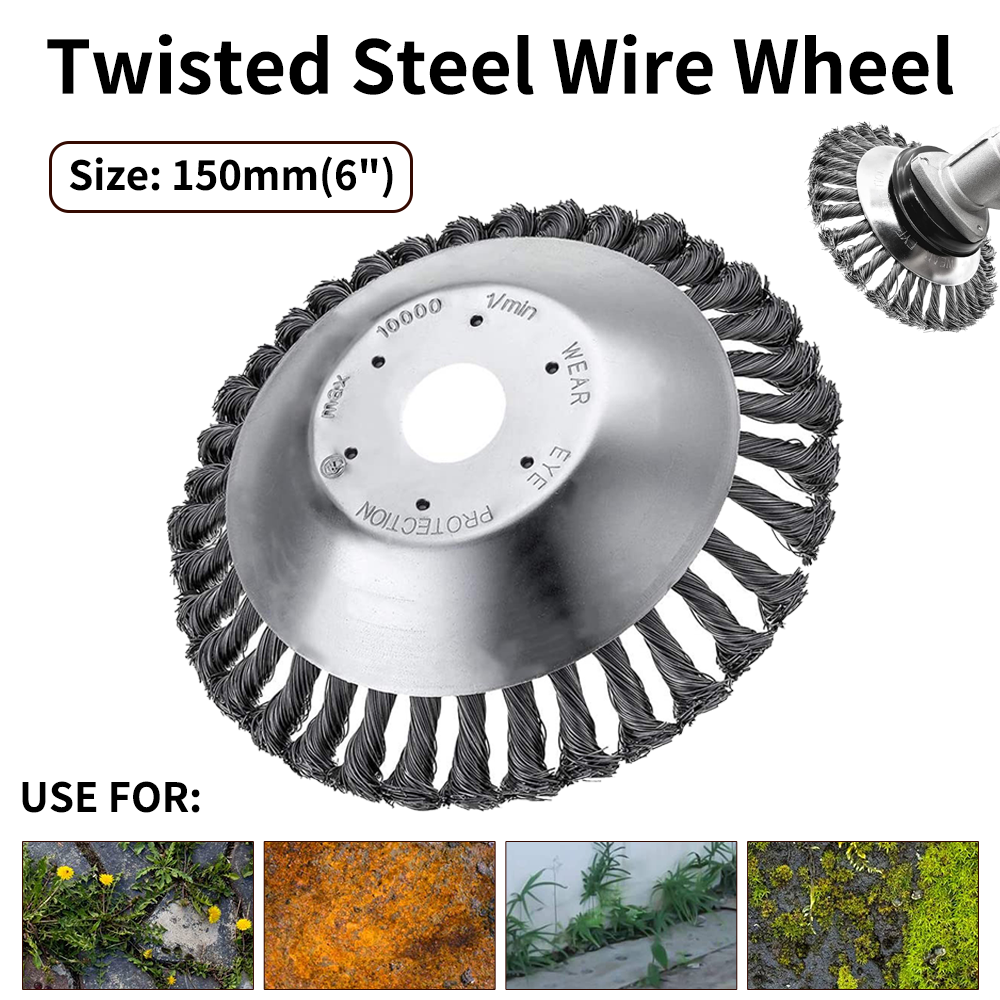150mm Derusting Weeding Wheel Twisted Metal Wire Steel For Garden Weed ...