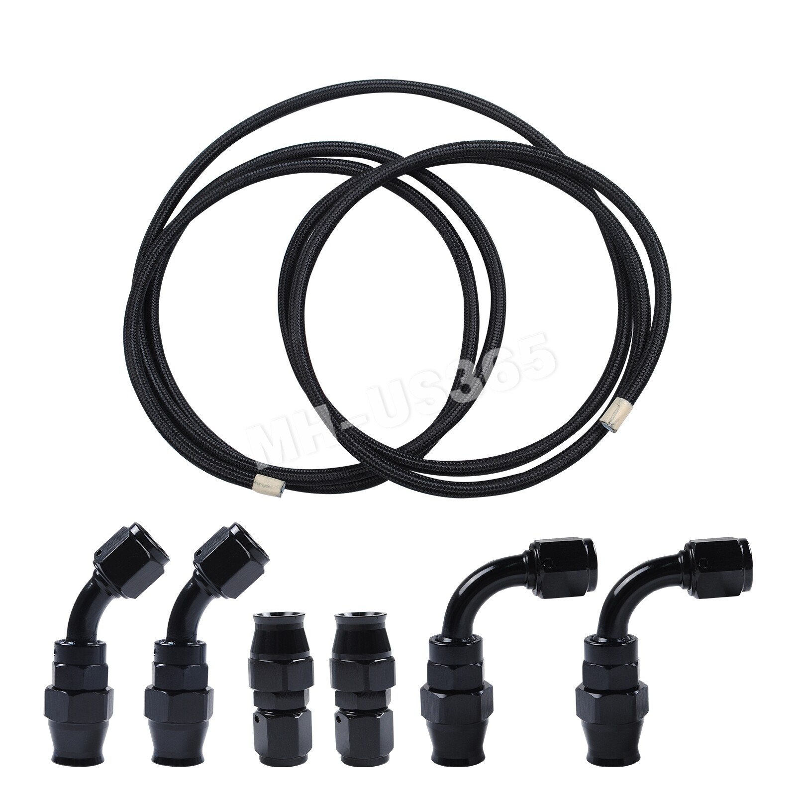 Nylon Braided Fuel Line 4AN AN4 Oil Gas Fuel Hose End Fittings Kit PTFE ...