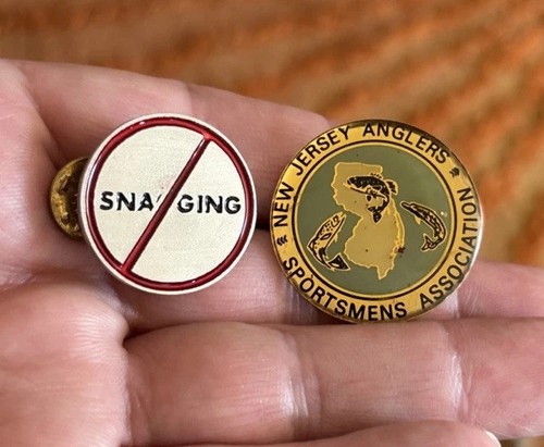 Vintage Lot Of 2 Fishing Pins New Jersey Anglers Sportsmen’s ...