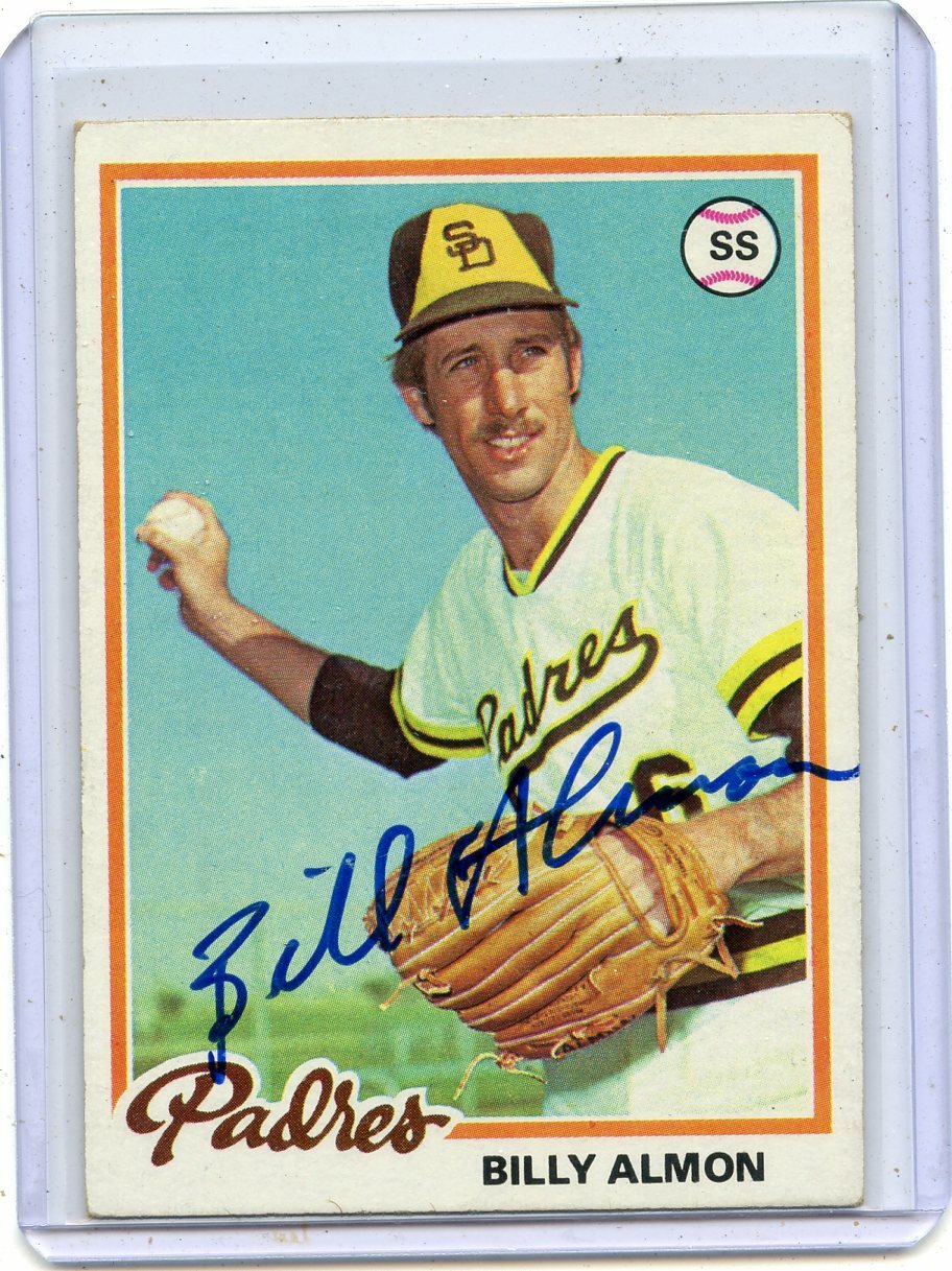 1978 TOPPS BASEBALL #392 BILLY ALMON AUTOGRAPH, SAN DIEGO PADRES 070519 ...