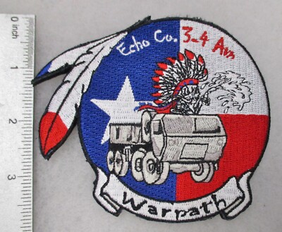 US ARMY Echo Co 3-4 AVIATION TEXAS PATCH WARPATH (Color) Hook & Loop | eBay