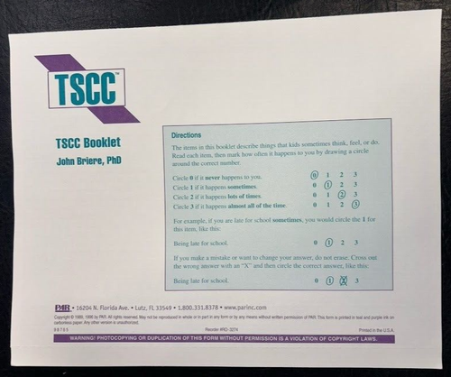 Trauma Symptom Checklist for Children TSCC Booklets Set of Seven | eBay