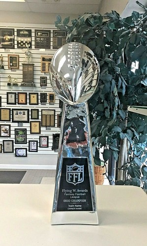 FANTASY FOOTBALL TROPHY 12 INCH SIMULATED CHROME FREE ENGRAVING M ...