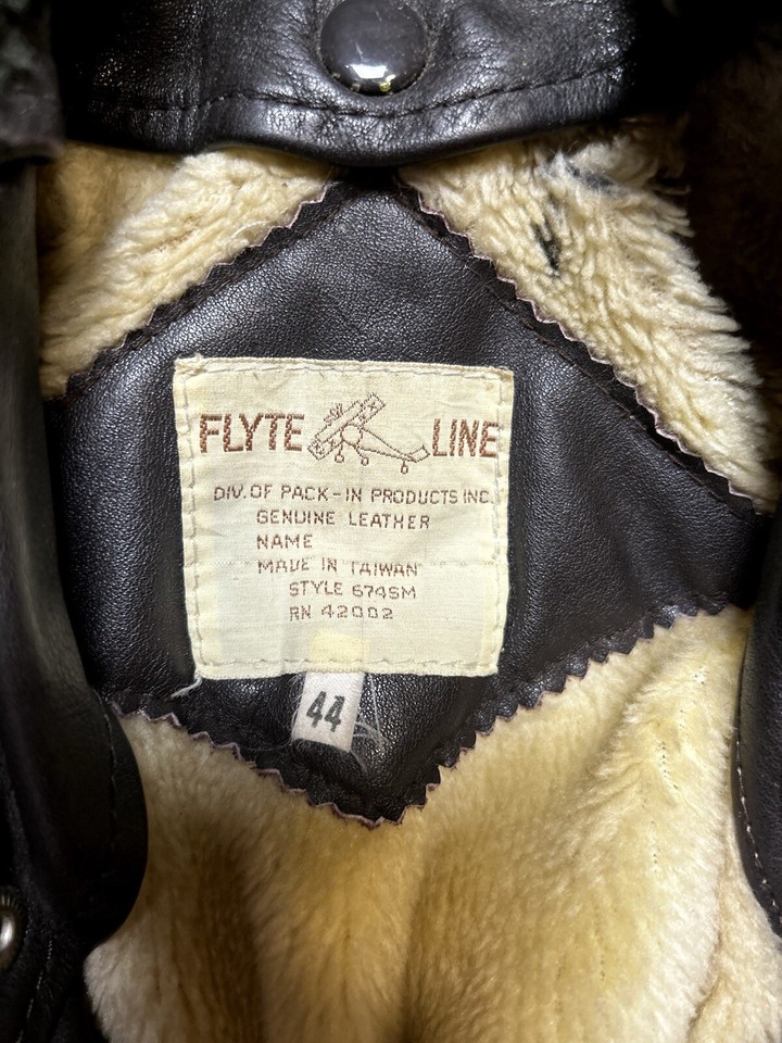 Vintage Flyte Line A2 Leather Size 44 (XL) Sherpa Lined Bomber Jacket ...