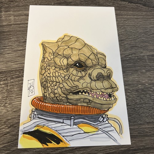 Tom Hodges Signed Original Art Drawing Bossk Pristine PA 2017 5.5x8.5 ...