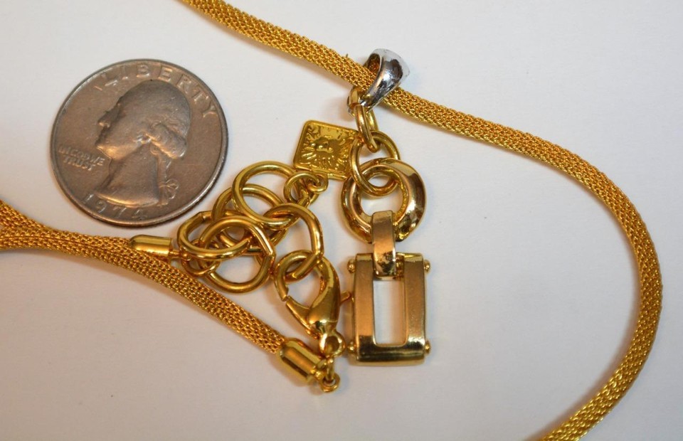 New Old Stock ANNE KLEIN Goldtone Pendant on 17" Snake Chain w Lion ...