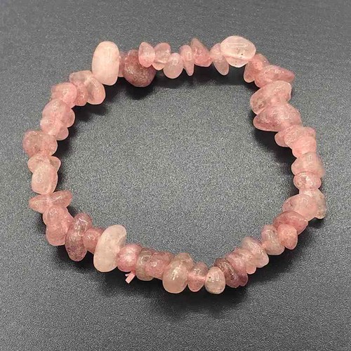 Natural Strawberry Quartz Crystal Chakra Healing Gravel Stretchy String ...