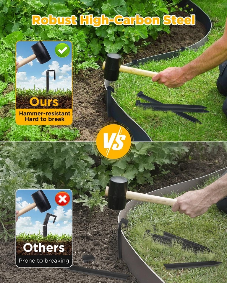 Landscape Edging Metal Stakes - 20 Pcs, 10 Inch Garden Landscape Stakes ...