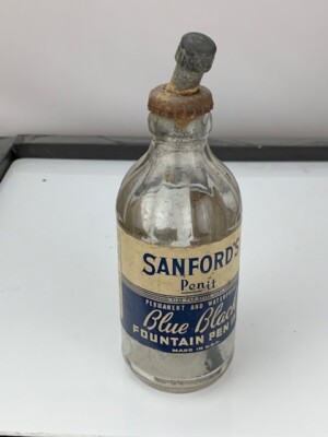 Sanford Penit Blue Black 8 oz Ink Bottle 1919 Made in USA (e345) | eBay