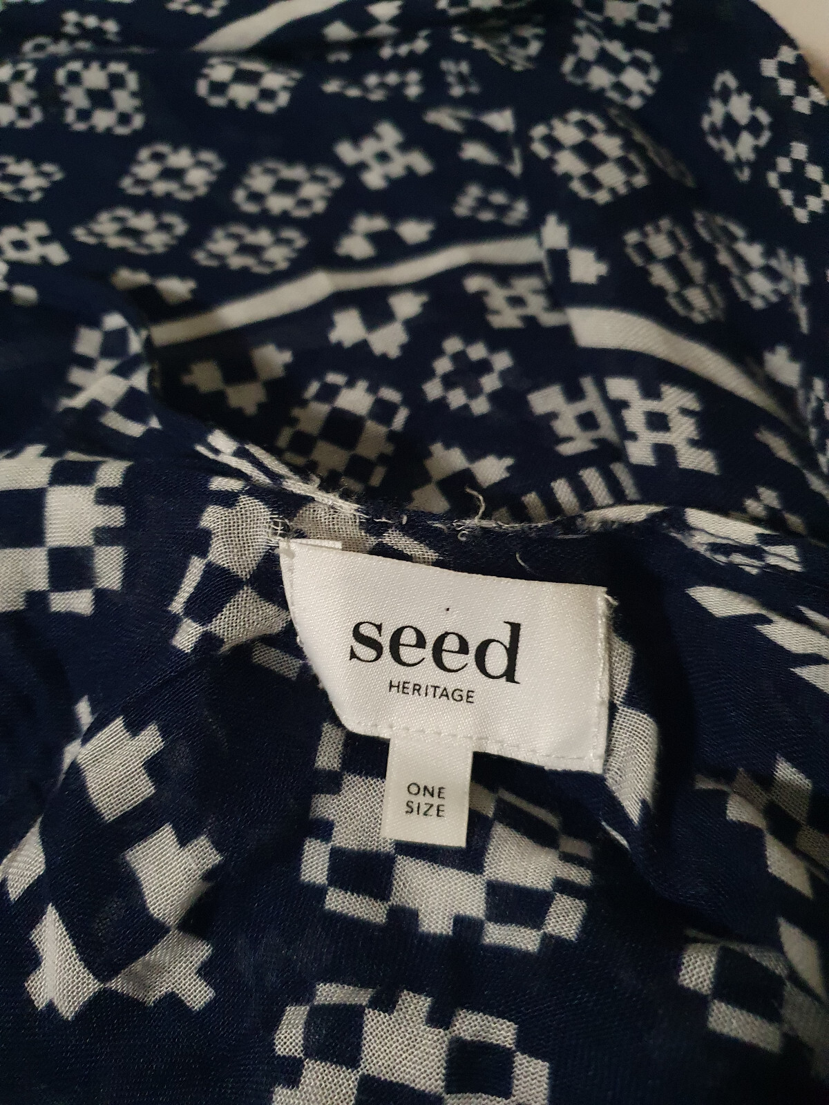 SEED HERITAGE SHAWL BLUE GEOMETRIC PATTERNS ONE SIZE - Gem