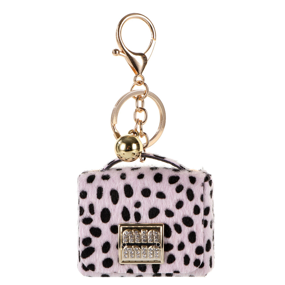 Ear Headset Earbuds Faux Leather Leopard Print Mini Bag Key Ring Car ...
