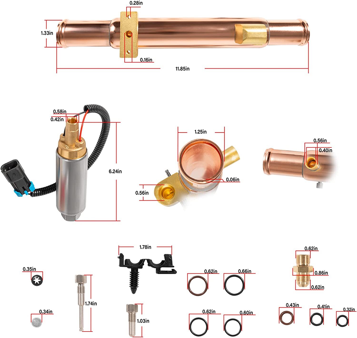 8M0125852 Fuel Pump & Cooler Kit for V-6 and V-8 Mercruiser Efi Engine ...