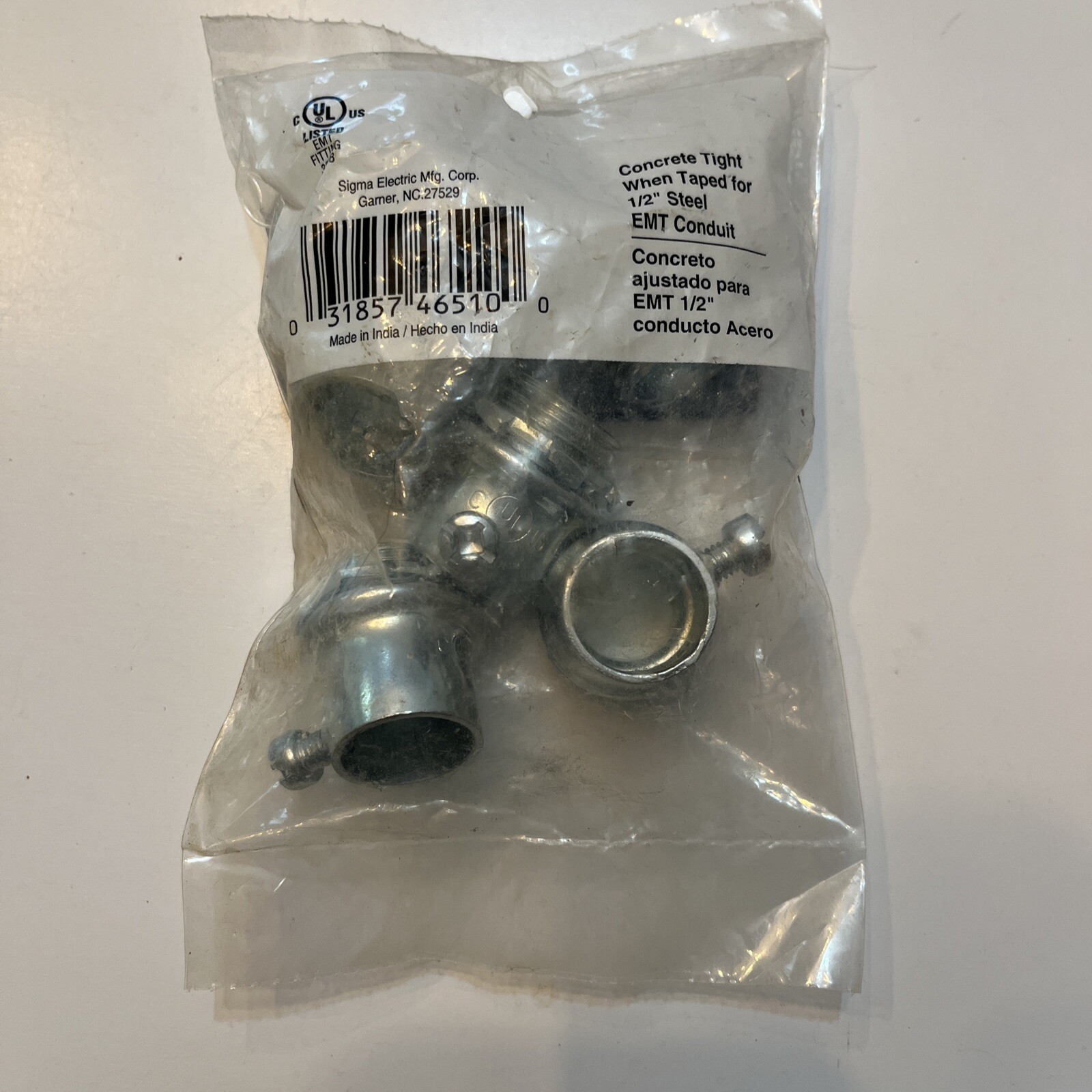 Sigma Pro Conne/2" EMT Steel Set Screw Connector 46510 Bag of 5 for ...