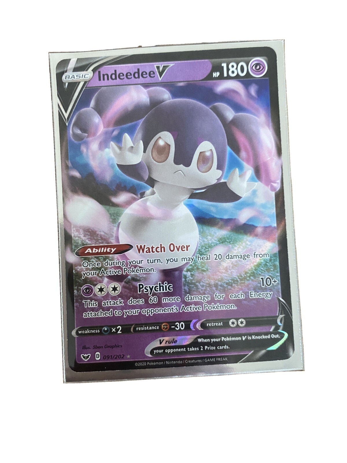 Pokémon TCG Indeedee V Sword & Shield Base Set 091/202 Holo Ultra Rare ...