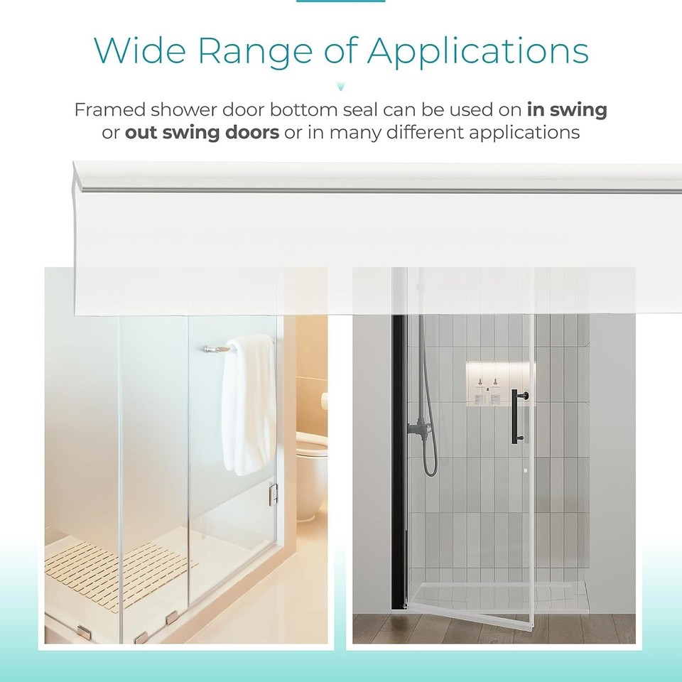 Framed Shower Door Bottom Seal, 1/4" Door Sweep for Framed & Swing ...