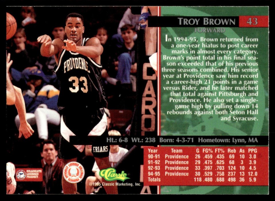 1995-96 Classic #43 Troy Brown Providence Friars | eBay