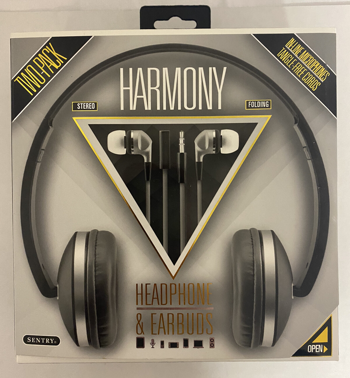 Sentry Harmony Headphone and Earbuds Two Pack In-Line Mic 3.5mm Plug 4 ...