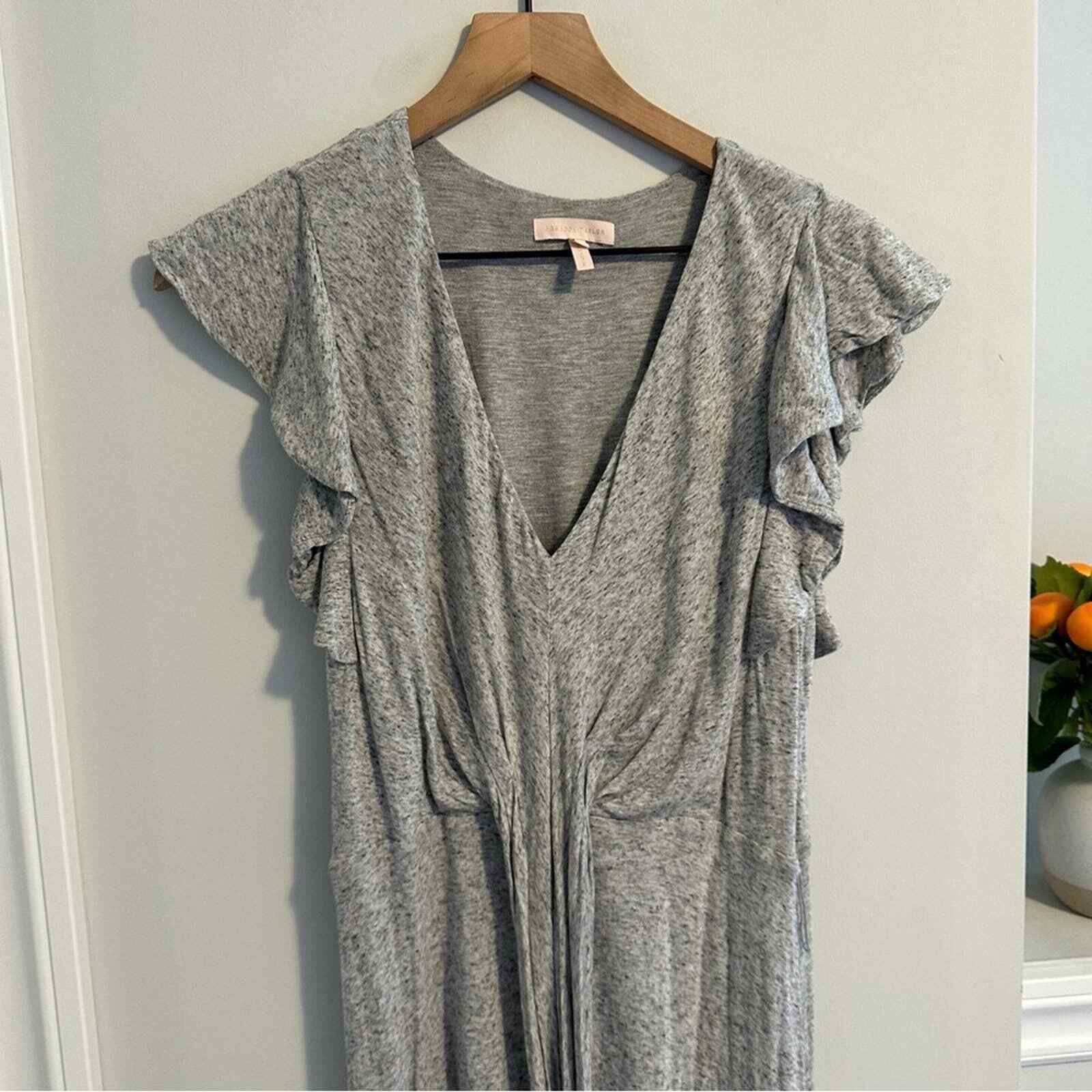 Rebecca Taylor Gray Flax Belted Maxi Dress Medium | eBay
