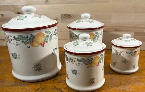 Jay Import Corelle Abundance Ceramic Canister Set Fruit & Berry Pattern ...