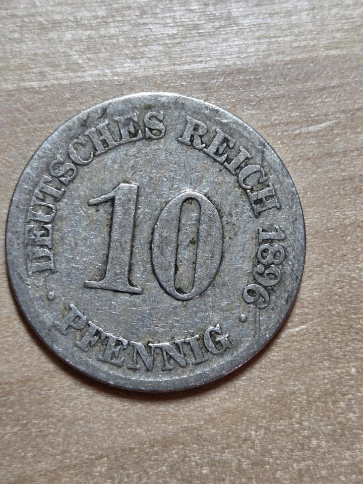 Germany 10 pfennig coin, 1896 J. KM# 12, copper-nickel. Hamburg mint ...