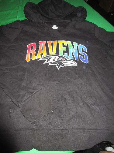 NWT NFL FOOTBALL BALTIMORE RAVENS WOMENS RAINBOW LOGO V NECK SWEATSHIRT ...