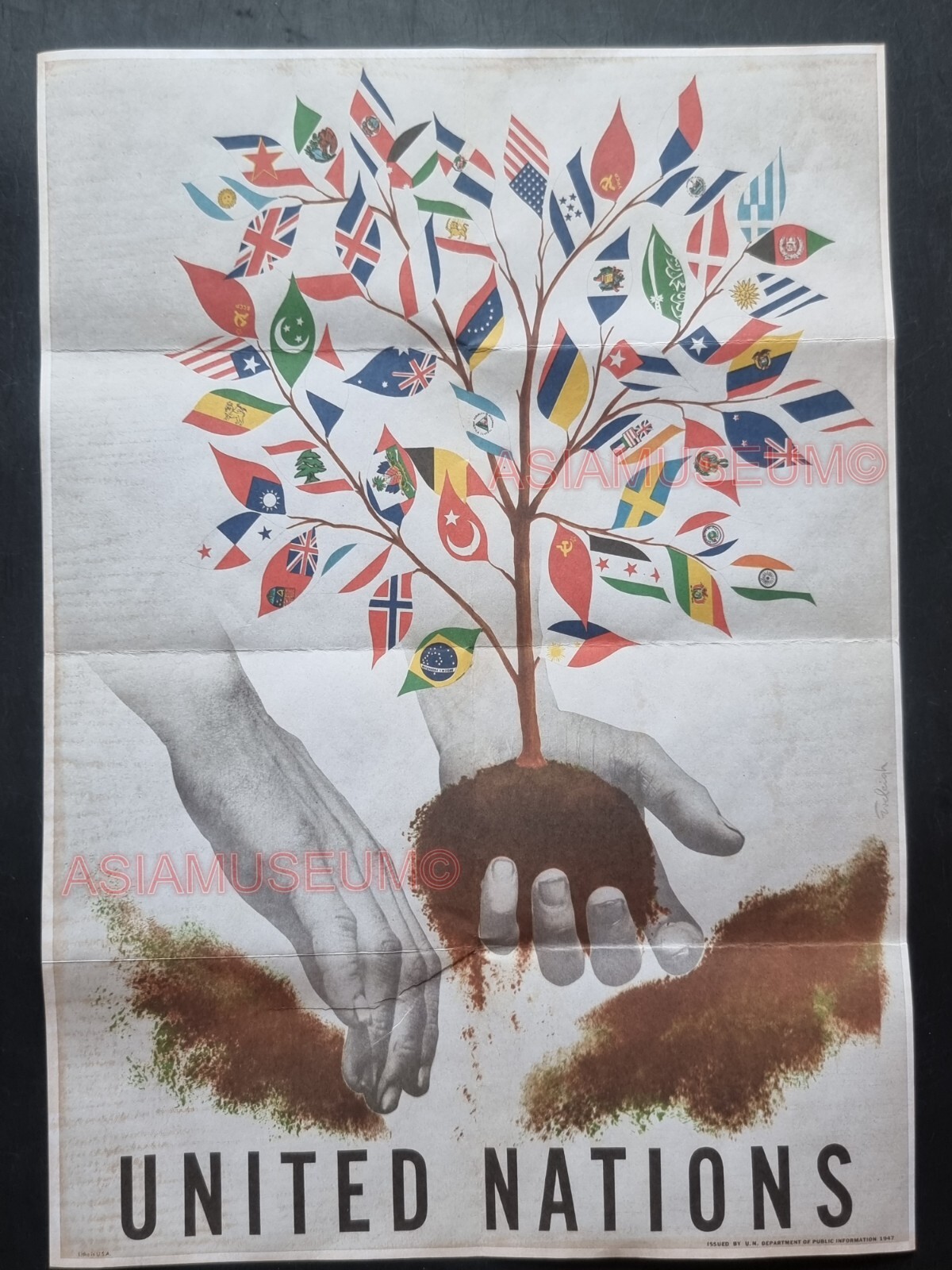 1940 WW2 USA AMERICA UNITED NATIONS PLANT TREE FLAG PEACE PROPAGANDA ...