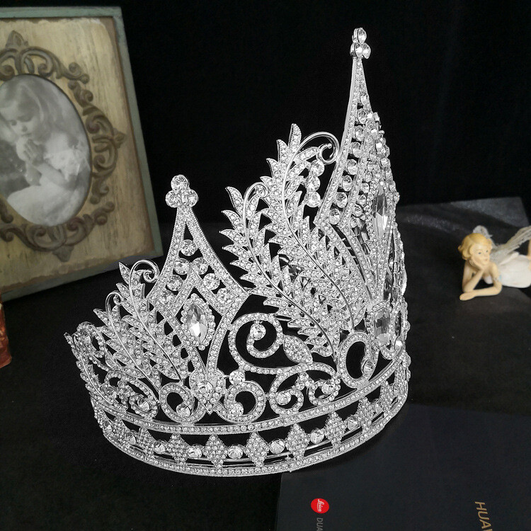 19.5cm Tall Crystal Huge Tiara Crown Wedding Bridal Queen Princess For ...