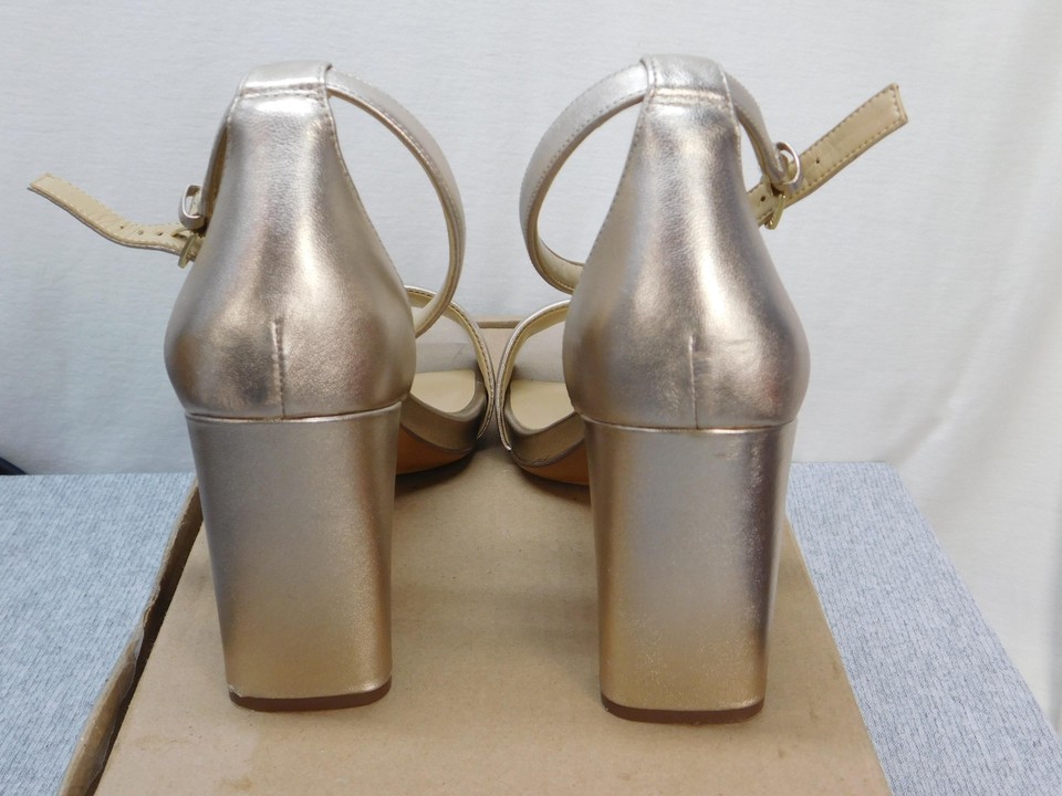 Naturalizer Joy Shoes Womens Size 11W Gold Block Heel Ankle Strap ...