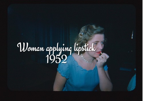 35mm slide Woman applying Lipstick - 1952 (Red Border) | eBay