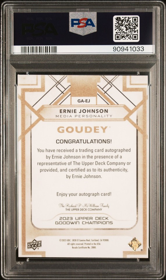 2023 GOODWIN CHAMPIONS GOUDEY AUTOS #GAEJ ERNIE JOHNSON PSA 9 | eBay