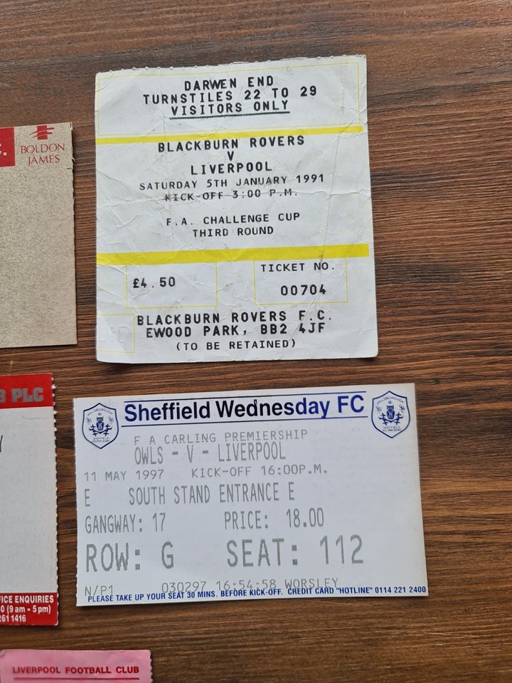 Liverpool Match Tickets 1980s And 90s x5 | eBay UK