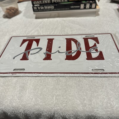 NEW Alabama Crimson Tide Tag License Plate TIDE PRIDE Embossed Metal ...