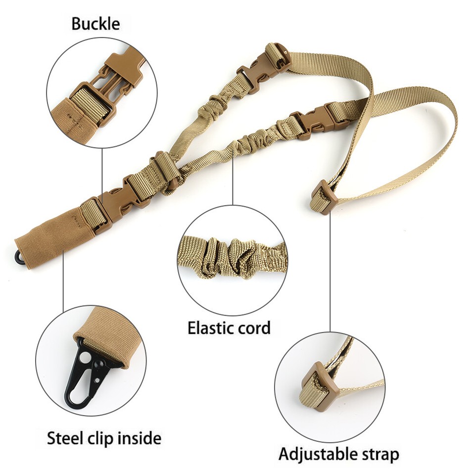 Tactical Single One Point Bungee Gun Rifle Sling Strap with HK Clip ...