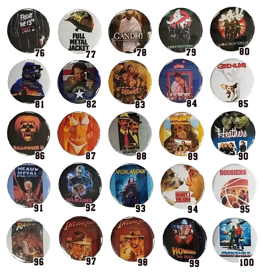 80's Movie Pinback Buttons CHOOSE YOUR SET 80's Retro Party Pop Culture ...