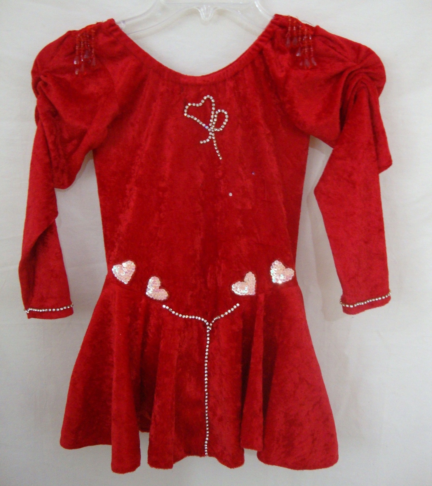 PAGEANT DANCE Costume Skirt Leotard Red Velvet Rhines… - Gem