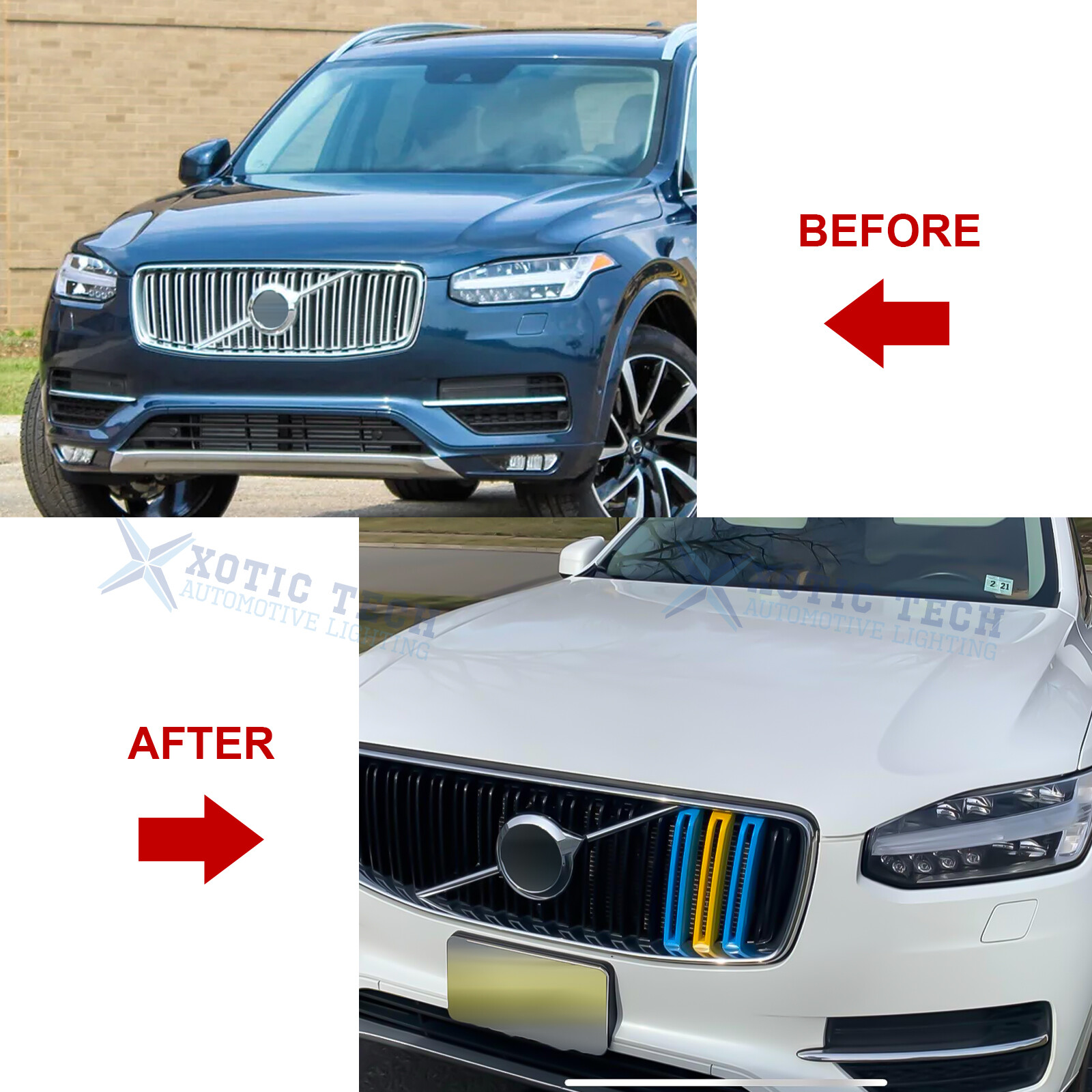For 2016-19 2nd Gen Volvo XC90 Sweden Flag Color Front Grille Insert ...