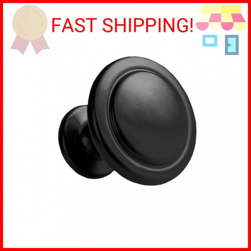 Ilyapa Flat Black Kitchen Cabinet Knobs - 1 1/4 Inch Round Drawer ...