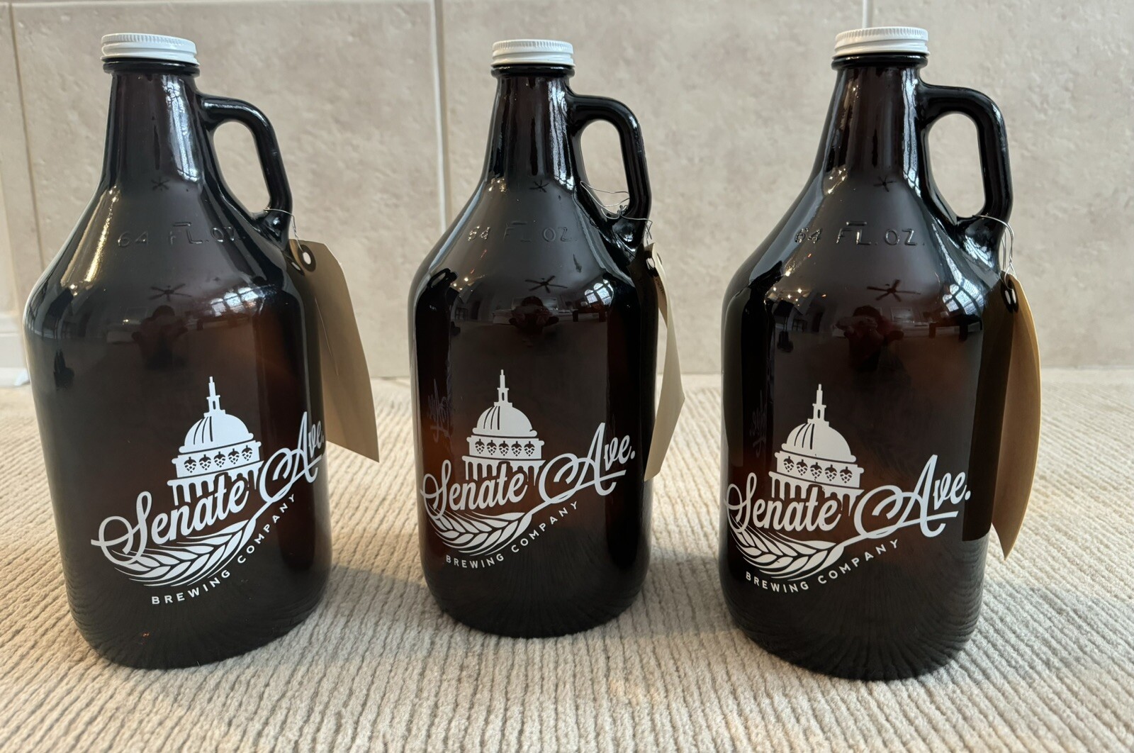 Senate Ave Brewing Company Empty Beer Growlers 64 FL OZ Lot Of 3 | eBay