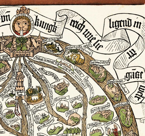 1924 Pictorial Map of the 1480 Medieval World Map Wall Art Poster Decor ...