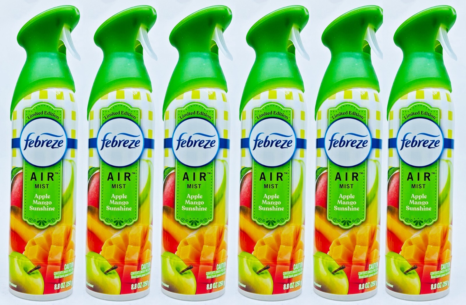 6 Febreze Air APPLE MANGO SUNSHINE Non-Aerosol Room Spray Freshener 8.8 ...