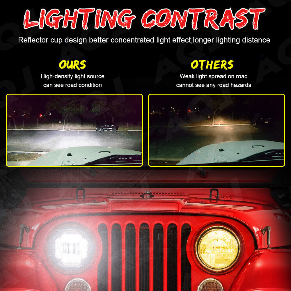 Pair 7" Round LED Halo Headlights Turn Signal for MG MGB 1969-1980 ...