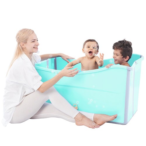Large Foldable Baby Bathtub with Thermometer, Collapsible Toddler Bath ...