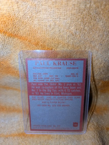 1965 PHILADELPHIA PAUL KRAUSE #189 RC HOF ROOKIE VG | eBay