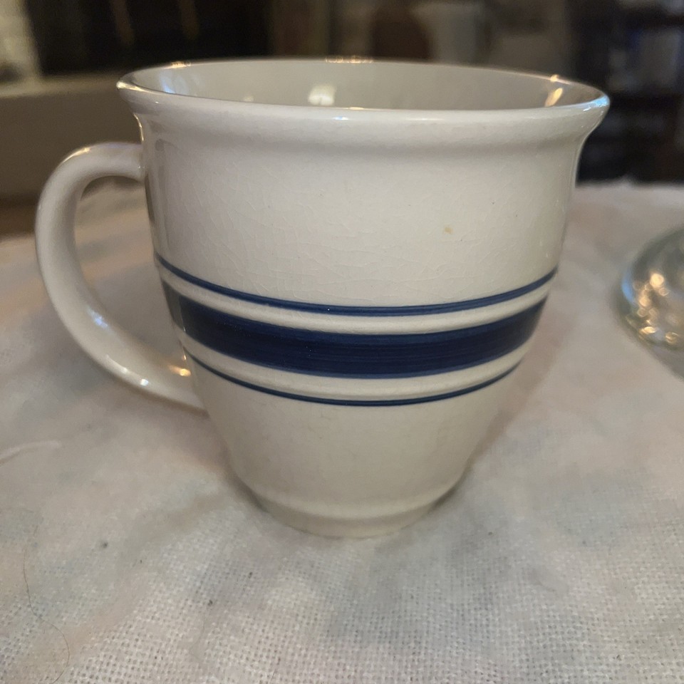 Large Coffee Mug Country Crock Stoneware With Blue Trim Farmhouse ...