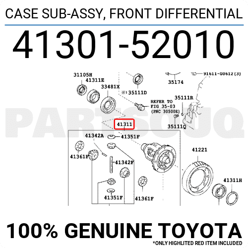 4130152010 Genuine Toyota CASE SUB-ASSY, FRONT DIFFERENTIAL 41301-52010 ...