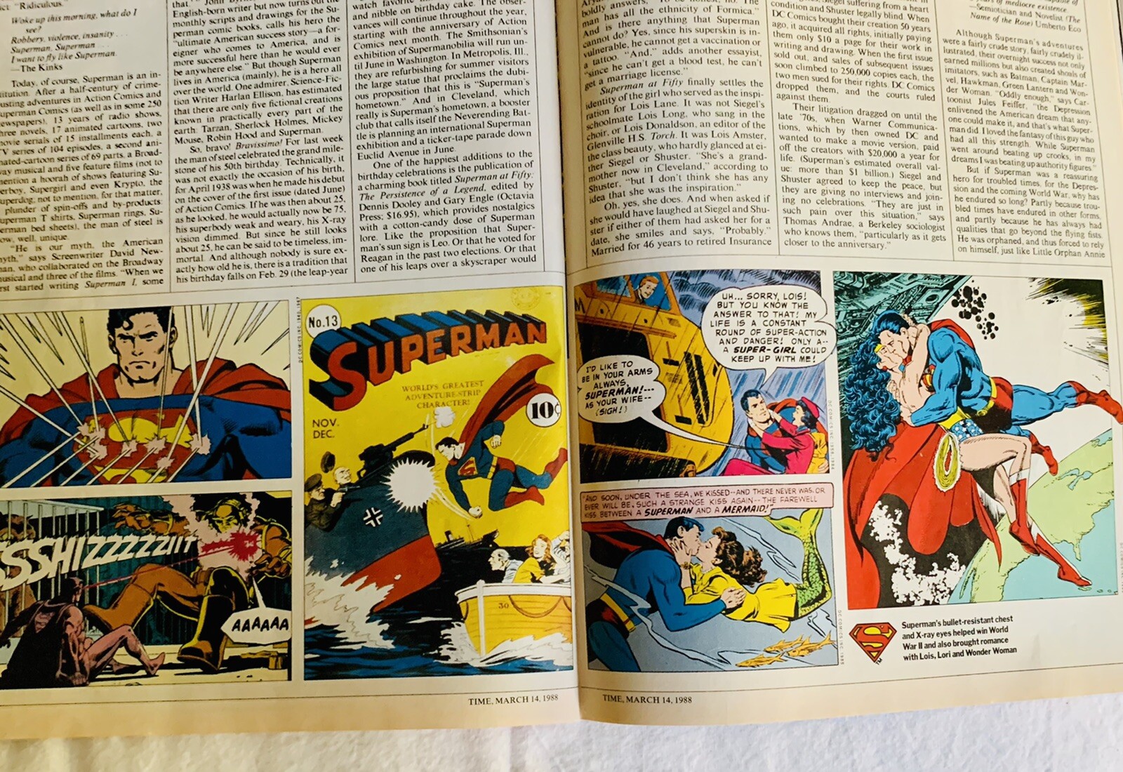Time Magazine March 14 1988 - Superman Turns 50 - Excellent Condition ...