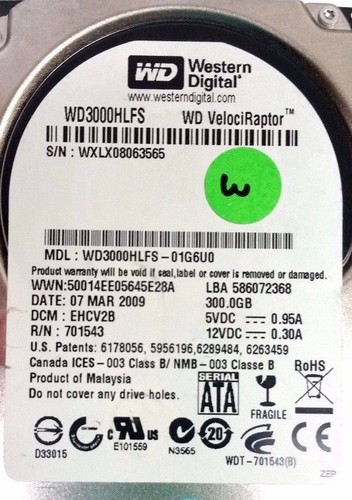 Western Digital VelociRaptor 300GB 10000RPM 2.5" TO 3.5" Hard Drive ...