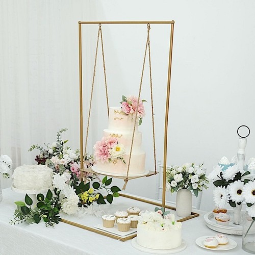 3 feet Gold Metal Swing CAKE STAND Hanging Dessert Display Centerpiece ...